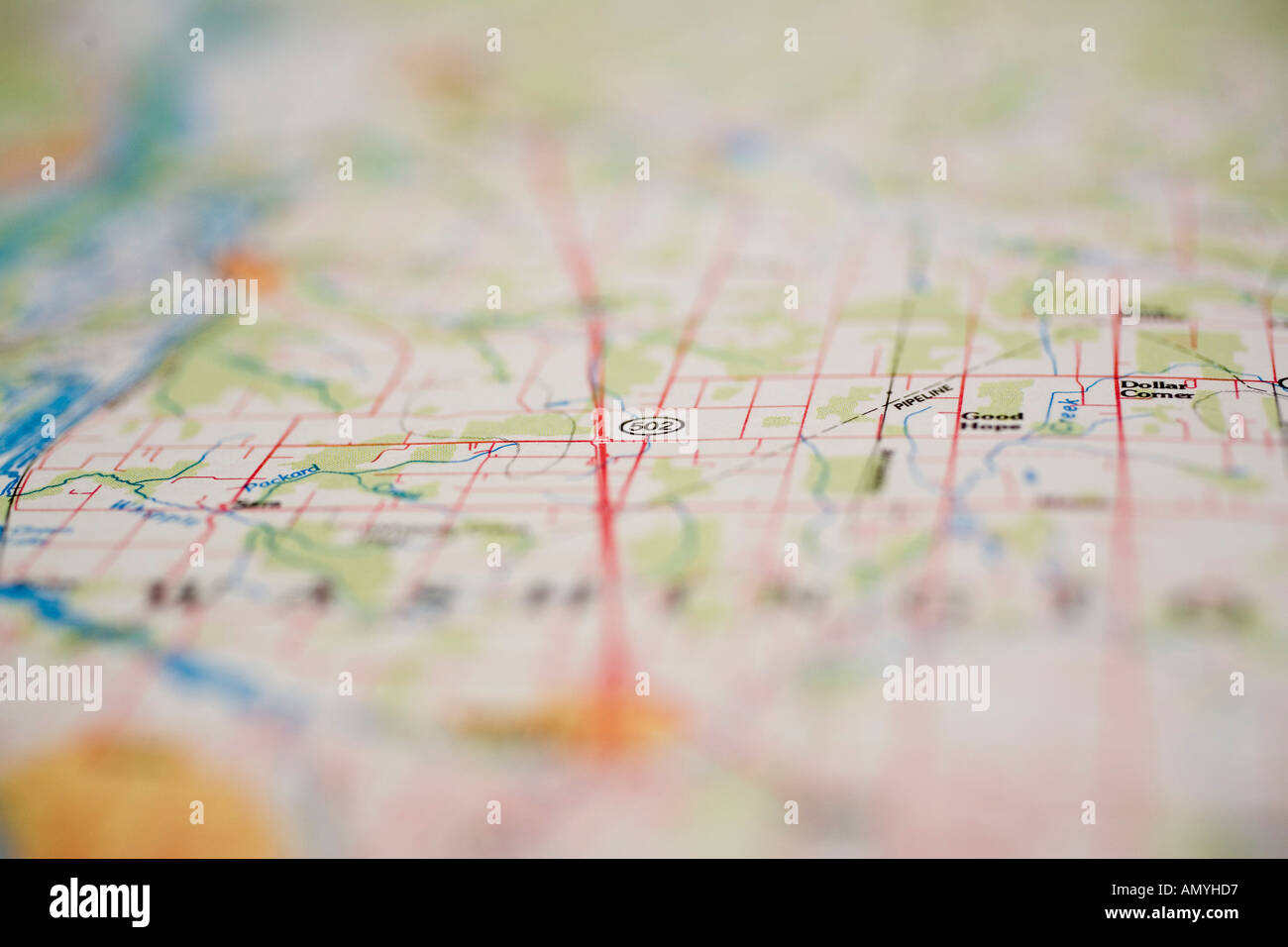 Paper map showing highways Oregon state USA Stock Photo - Alamy