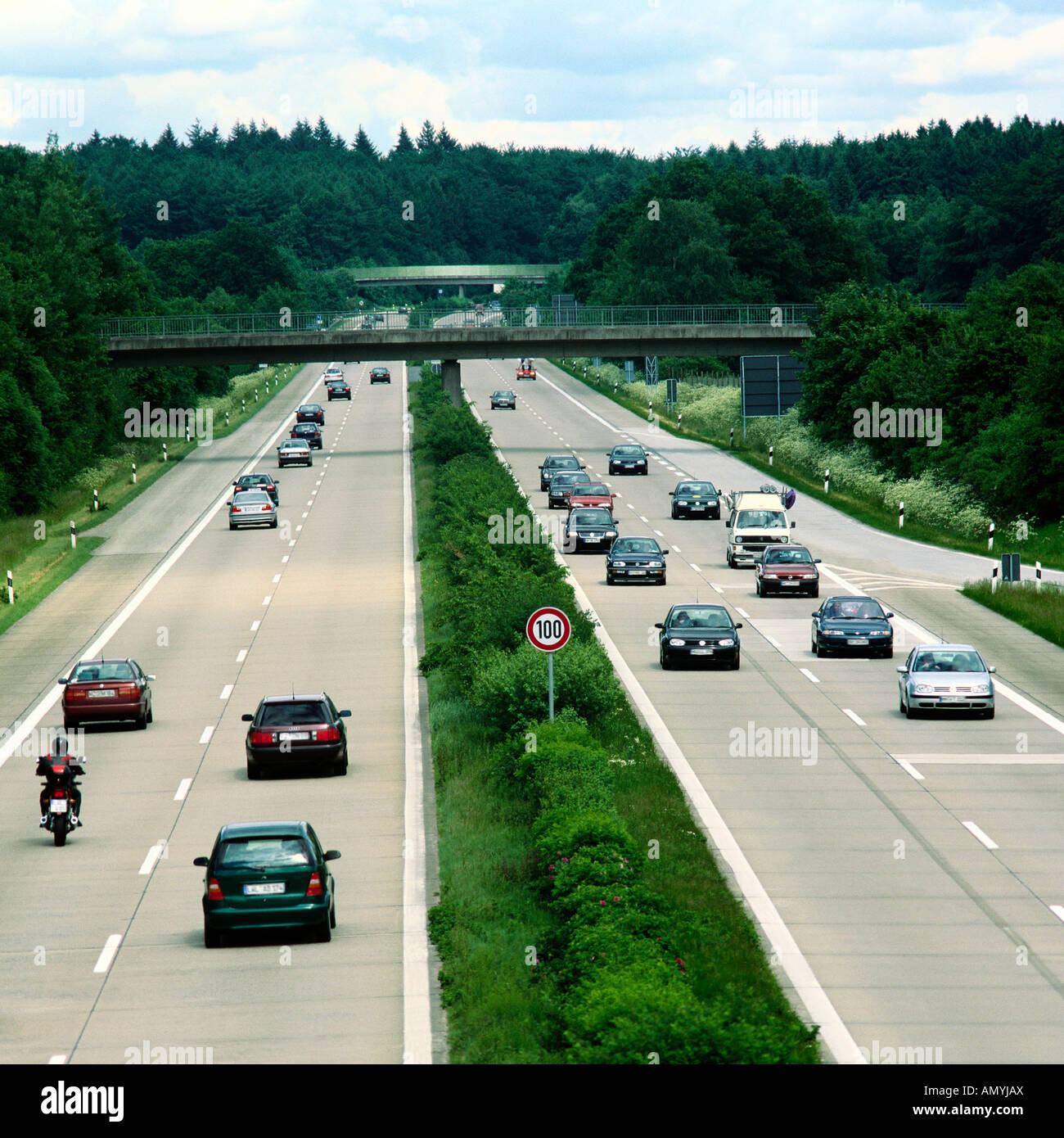 Car lorry road motorway traffic highway bridge lane fast speed hi-res ...