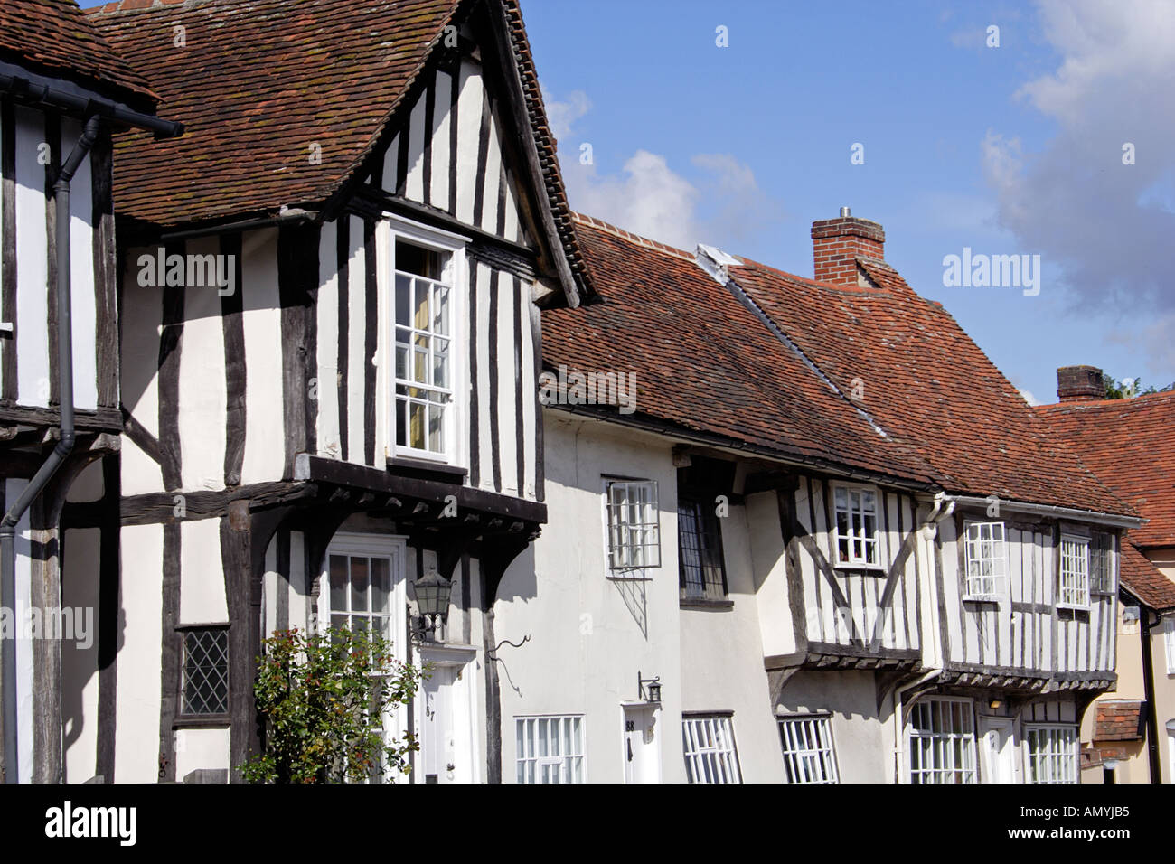 Medieval timber framed buildings on Church Street Lavenham Suffolk East ...