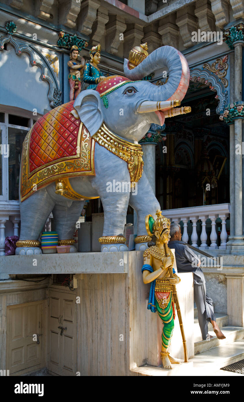 Guard and elephant guarding the entrance to the Jain Temple on Malabar ...