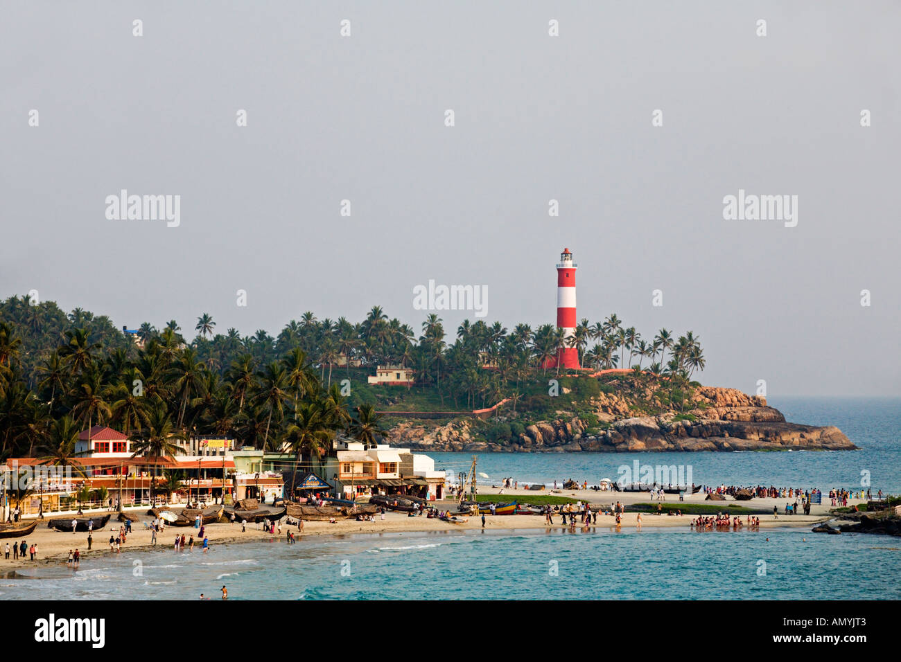View of Hawa beach and Kovalam lighthouse in Kerala Stock Photo - Alamy