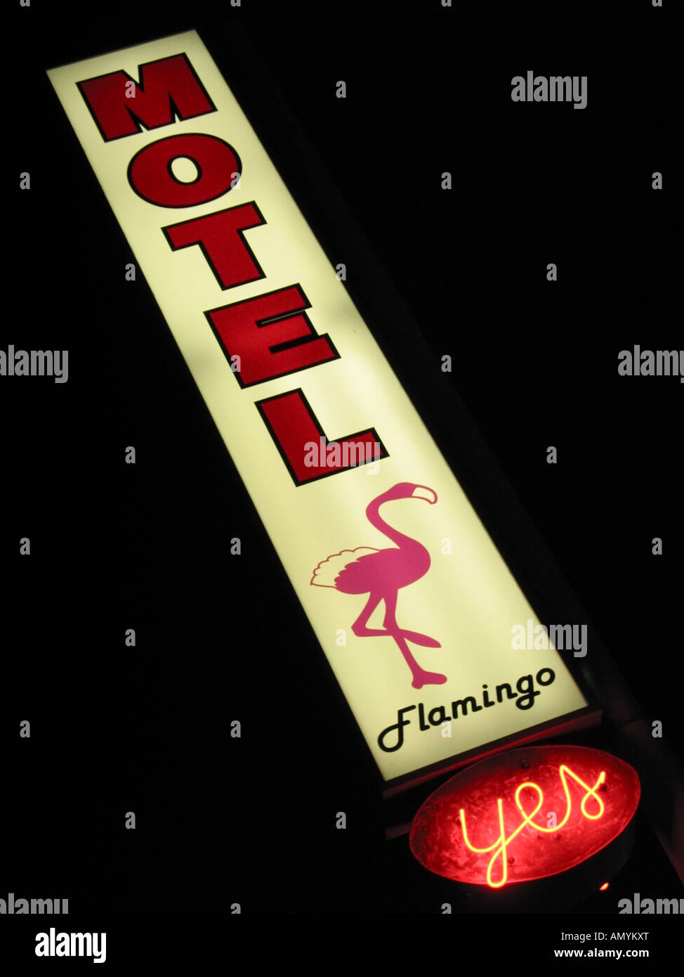 USA,Idaho,Coeur d'Alene. Flamingo Motel nighttime sign Stock Photo - Alamy