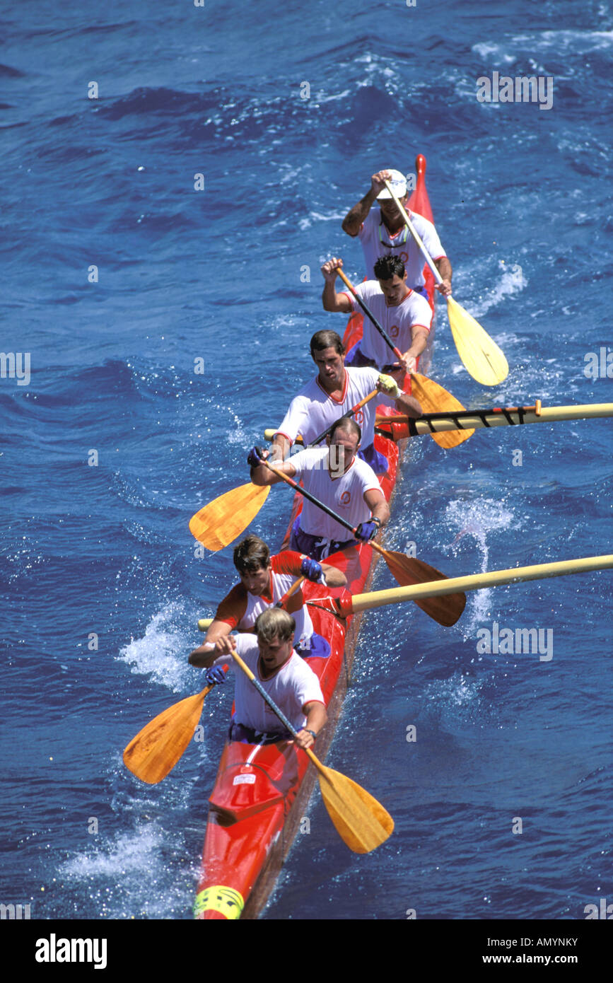 USA, Hawaiian Islands. Men in outrigger race Stock Photo - Alamy