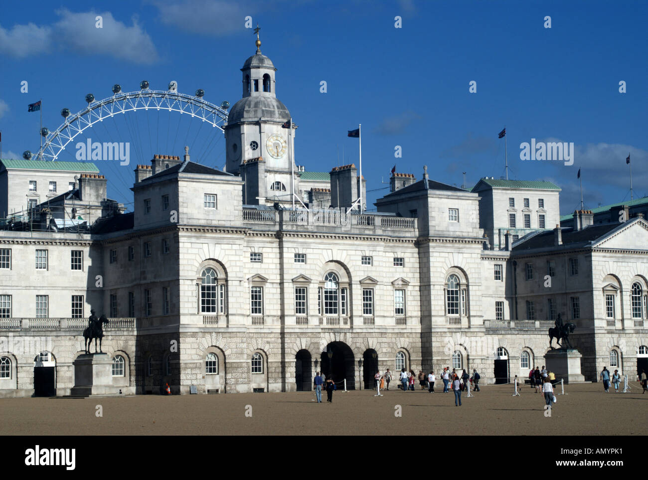 The Horse Guards building in Whitehall London with the London Eye in ...