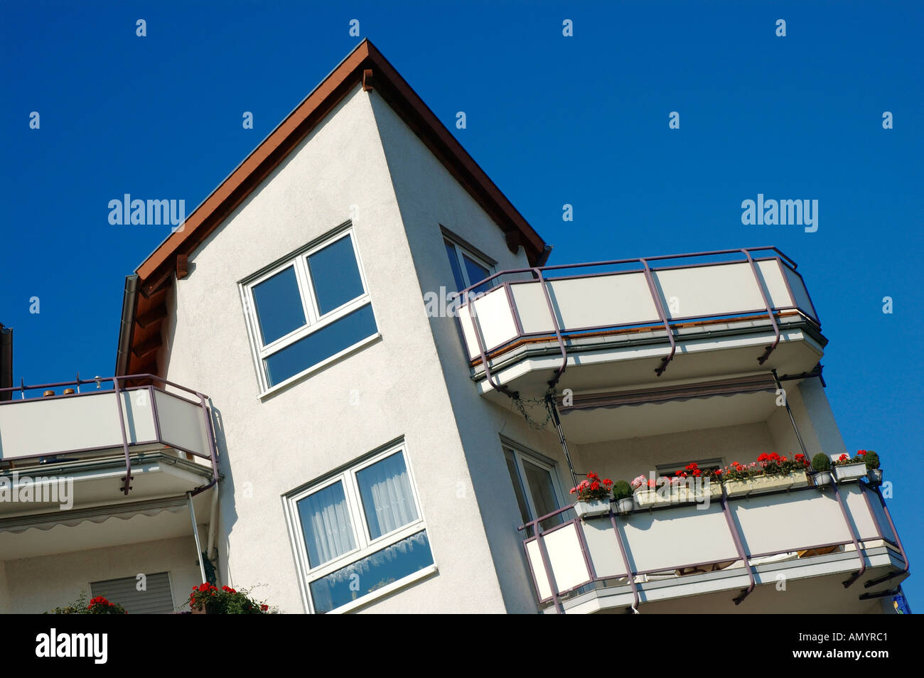 New building settlement with a family and terraced houses Stock Photo ...