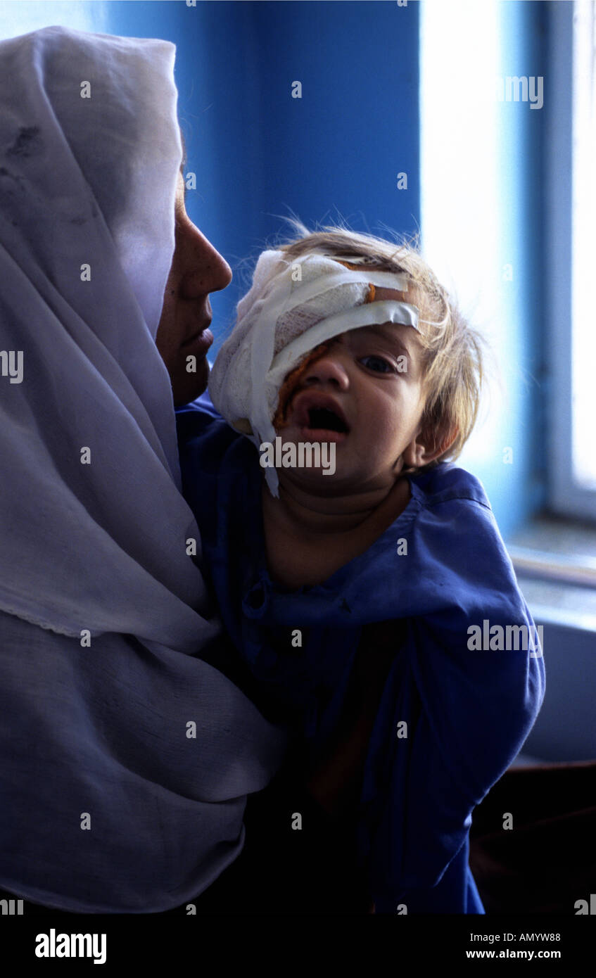A mother confort her daughter soon after her surgical operation Stock ...