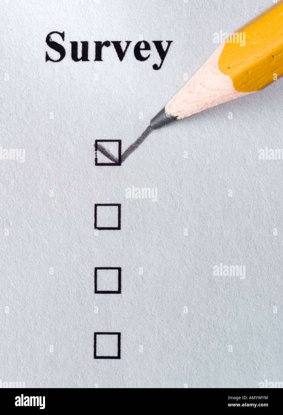 survey being filled out in pencil with texture showing in paper Stock ...