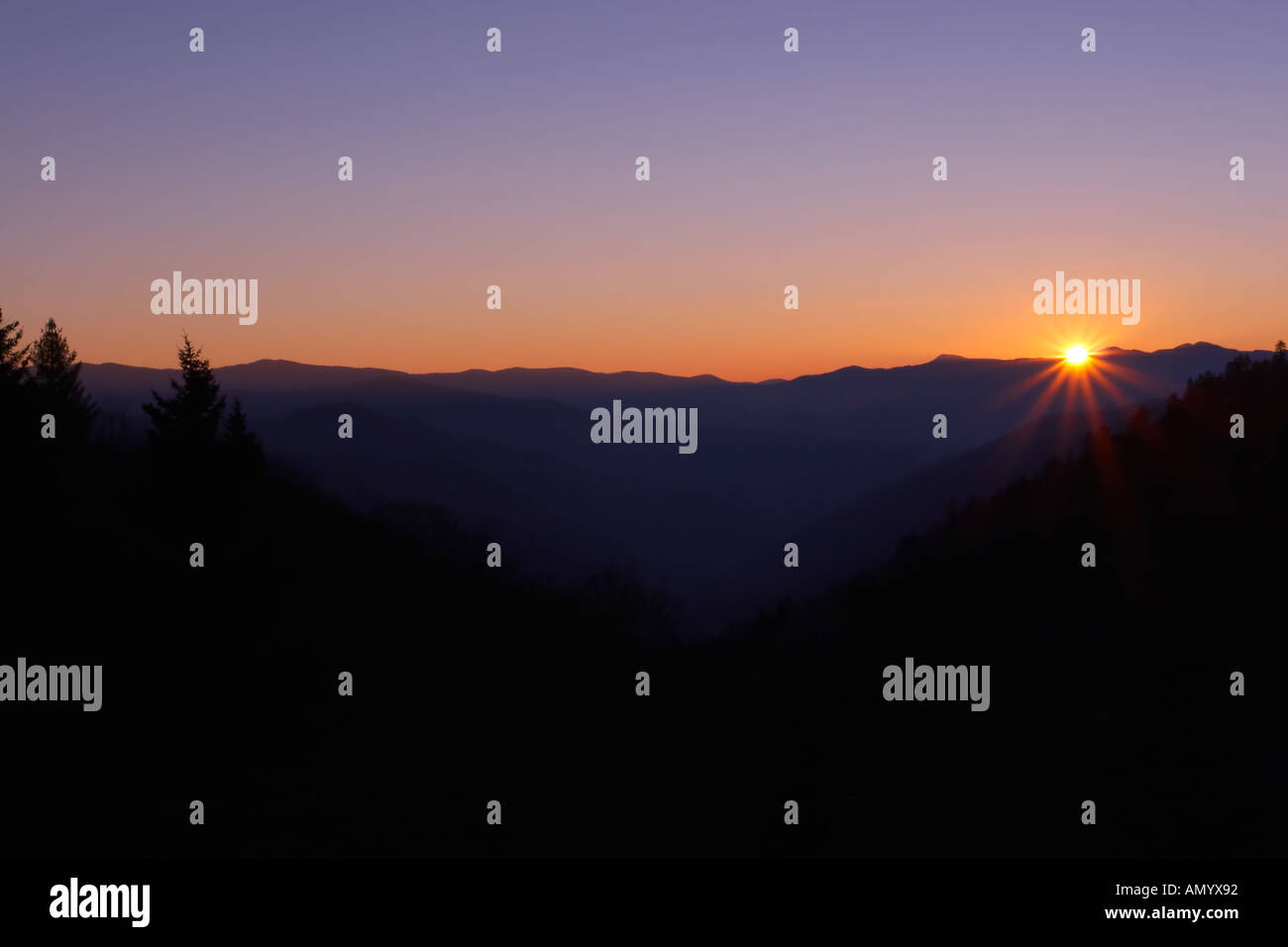 Sunrise Newfound Gap Road Great Smoky Mountain National Park Tennessee ...