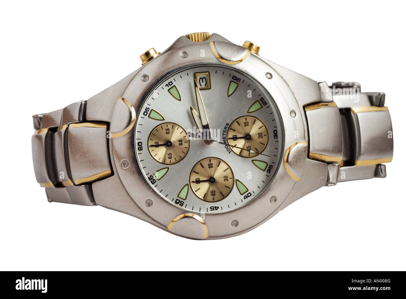 gold and silver coloured wrist watch isolated on white background Stock ...