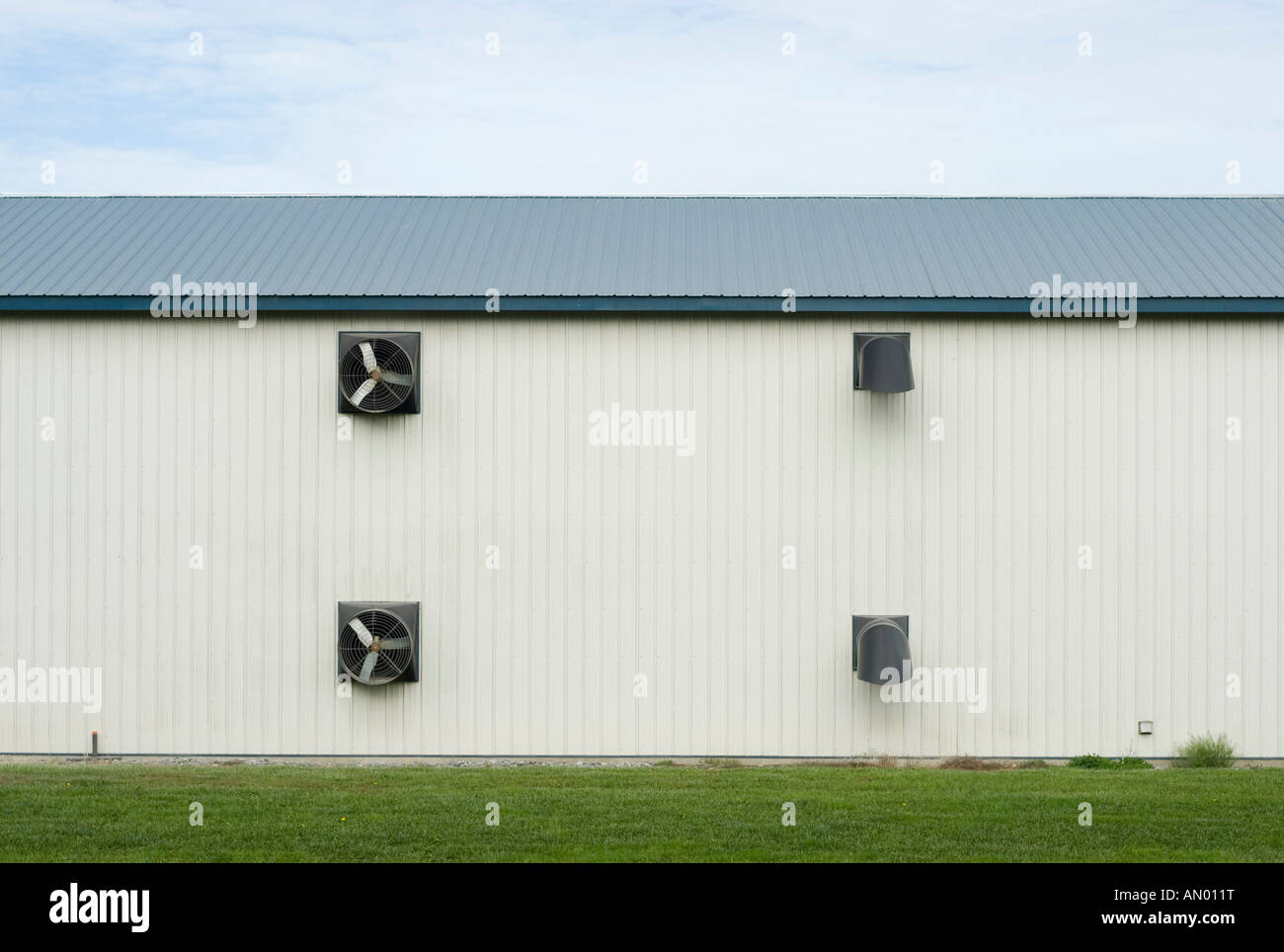 Chicken barn showing exhaust fans and vents, Abbotsford, British ...