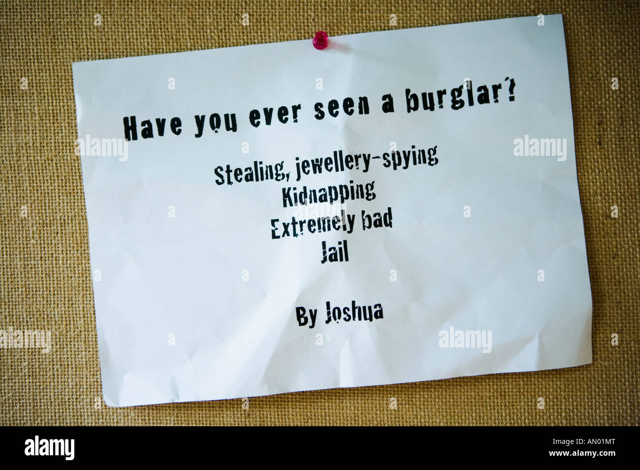 Poem written by a five year old child who had been witness to a home ...