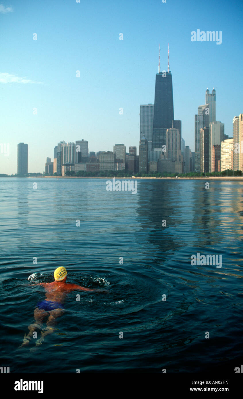 Chicago's Hancock Building from Lake Michigan Stock Photo - Alamy