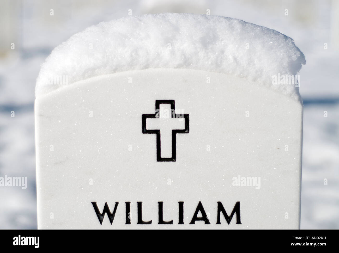 A snow-covered headstone at Arlington National Cemetery Stock Photo - Alamy