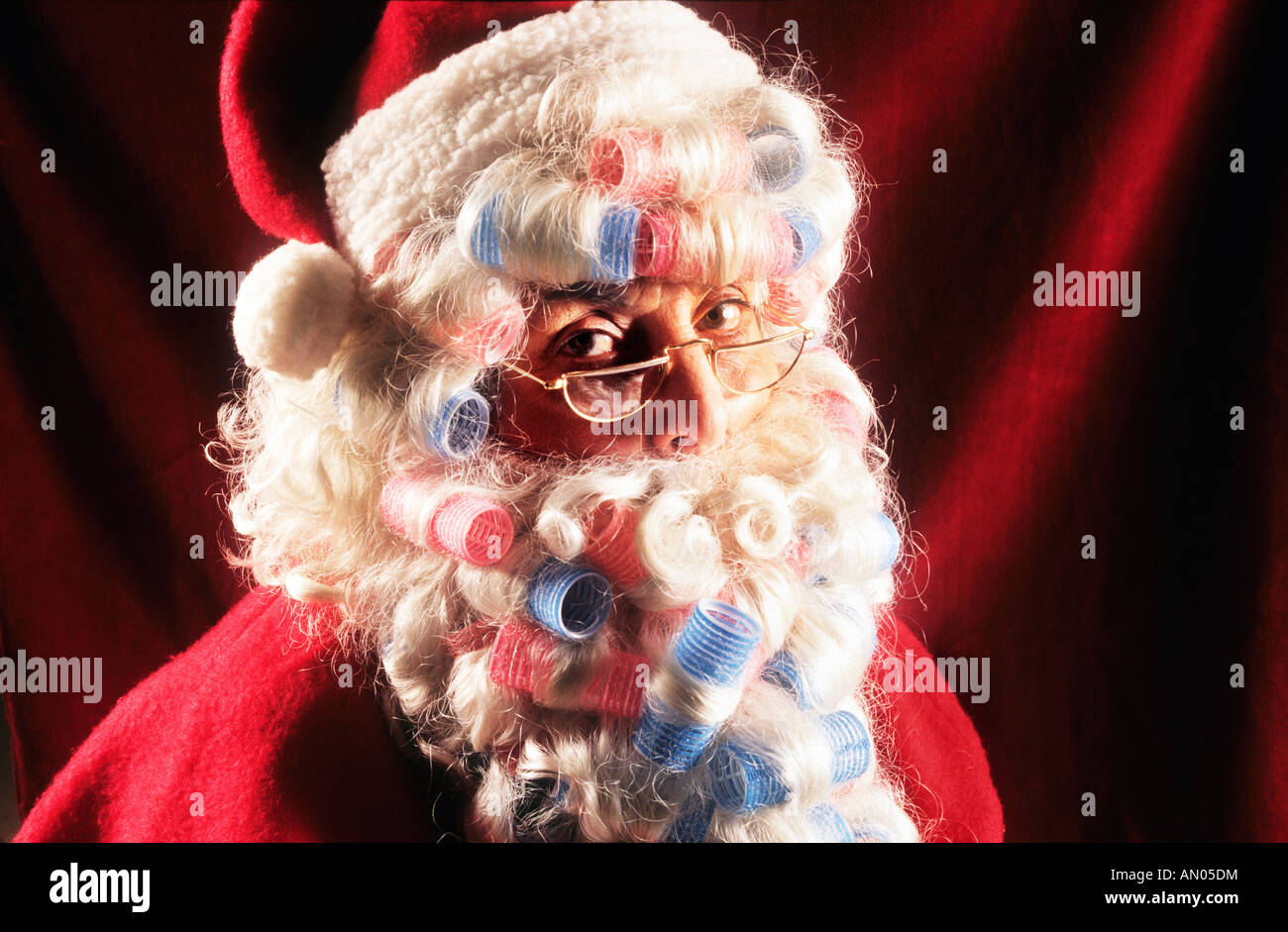 A lady Mother Christmas in traditional Father Christmas outfit, with ...