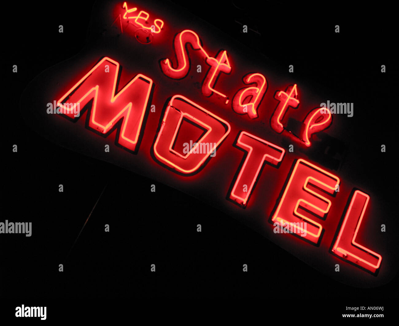 USA,Idaho,Coeur d'Alene. State Motel nighttime sign Stock Photo - Alamy