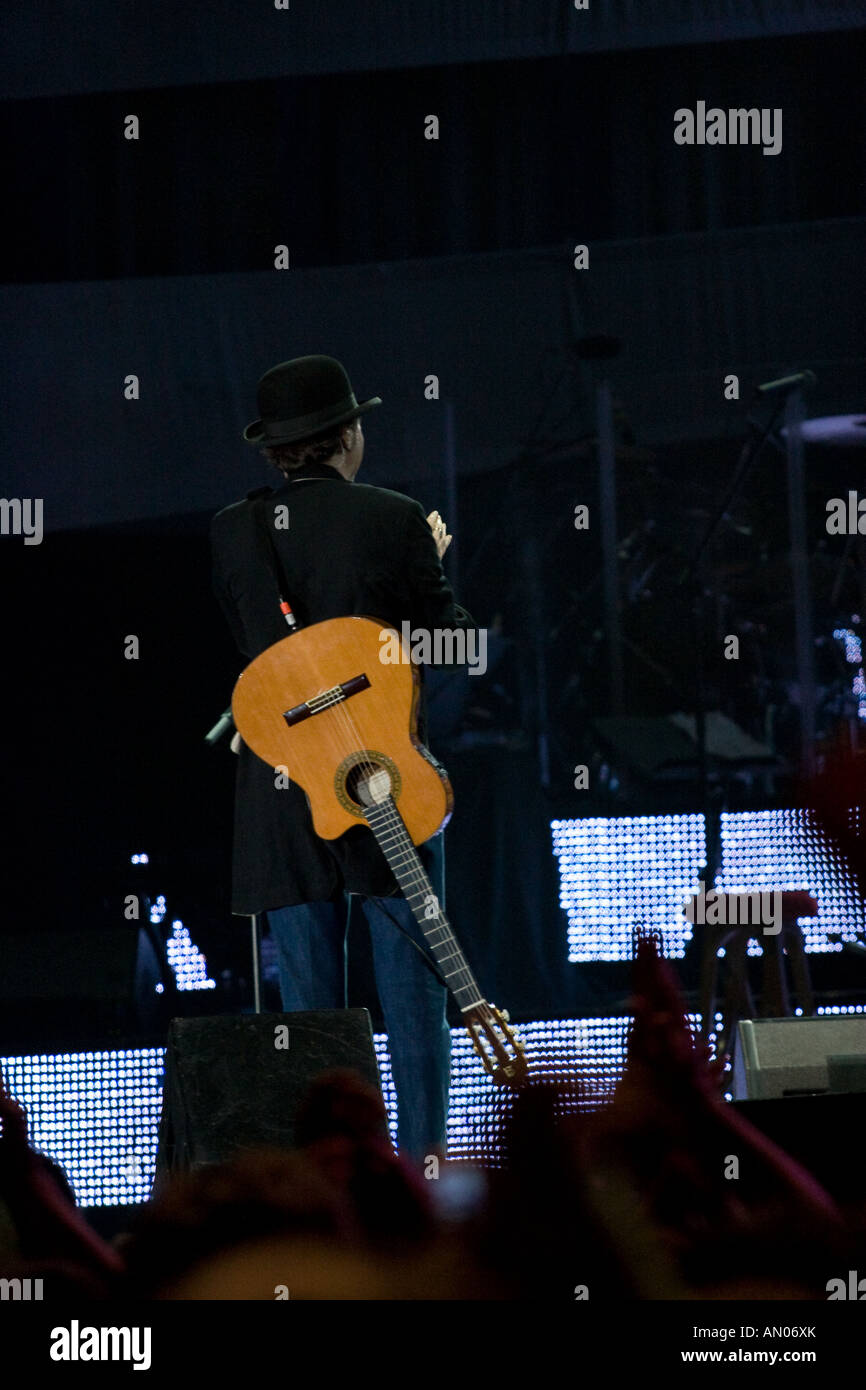 Spanish veteran singer Joaquin Sabina in a concert given in Boca ...