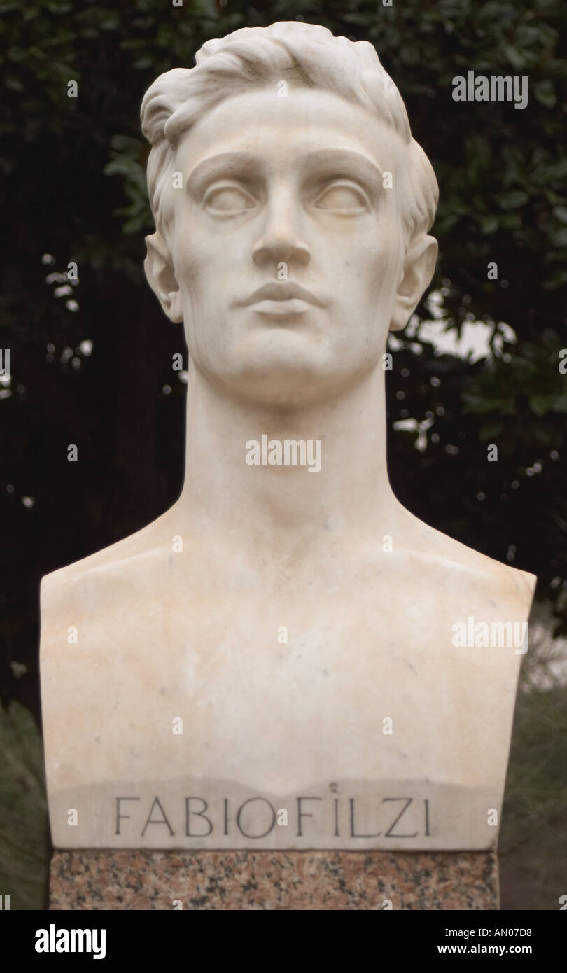 Statue of Fabio Filzi in the grounds of the Villa Borghese. Borghese ...