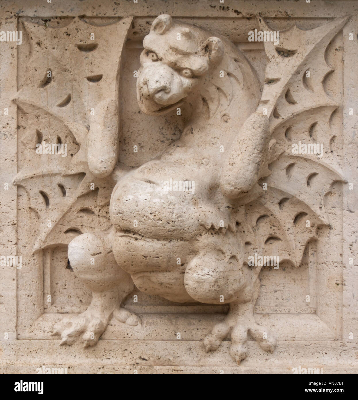 A carving of a dragon in the grounds of the Villa Borghese. Borghese ...