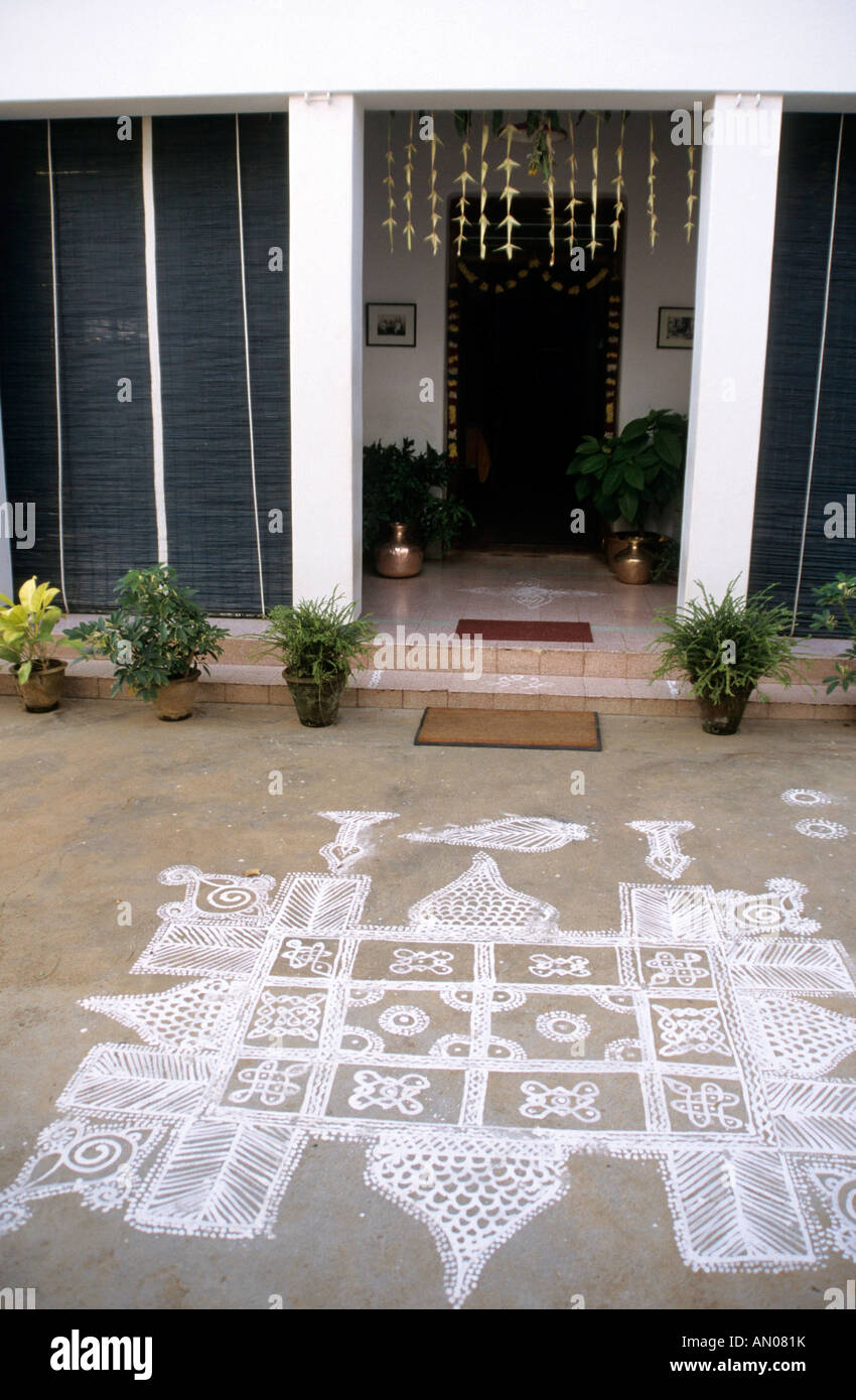 South India Tamil Nadu Pongal Festival Ceremonial House Entry Chalk ...
