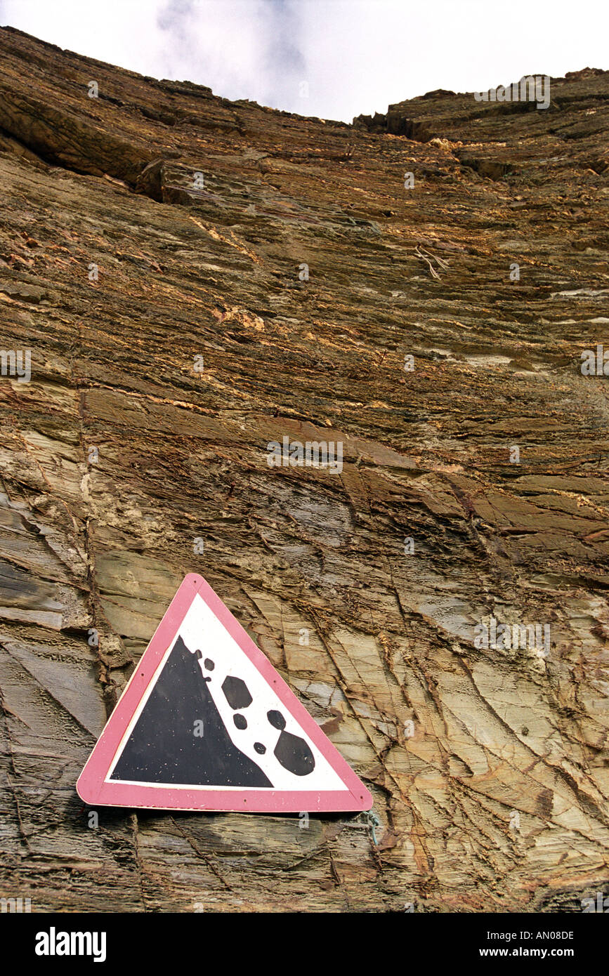 Danger Unstable Rock Face Sign Stock Photos & Danger Unstable Rock Face ...