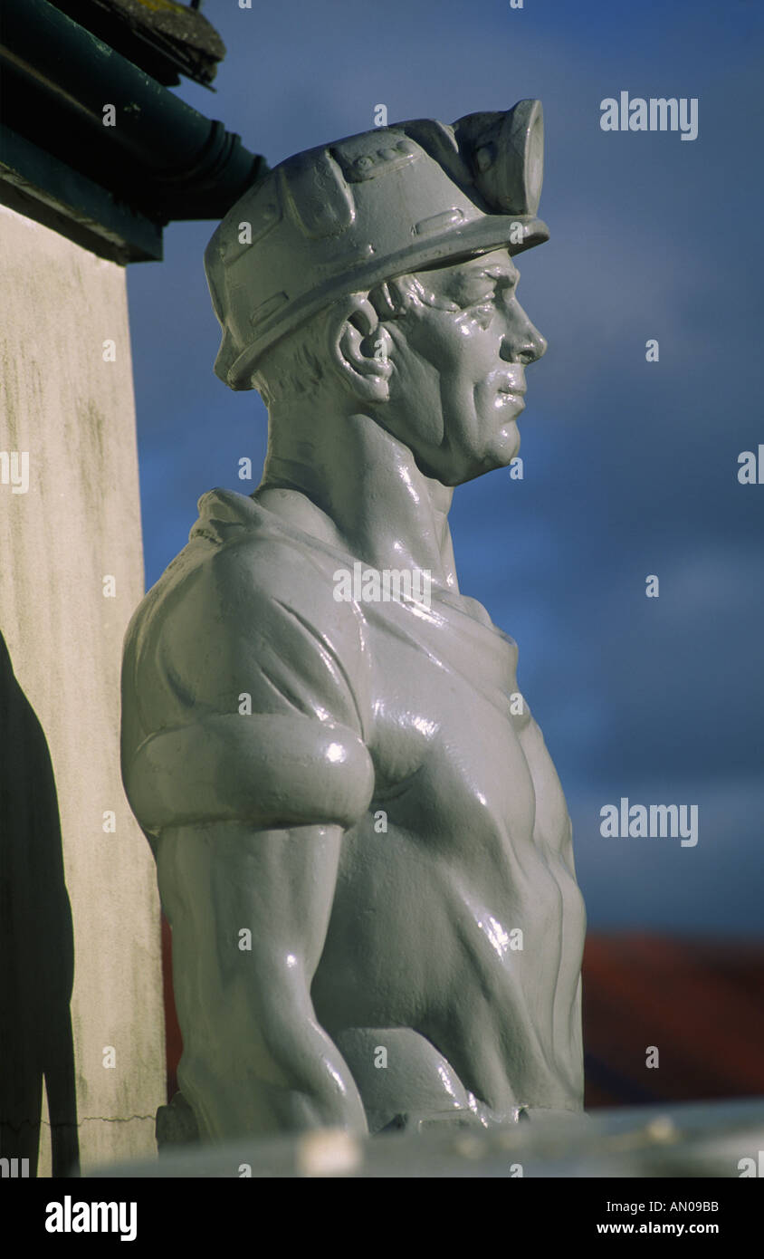 Statue of Welsh Miner at The Big Pit Mining Museum, Blaenavon, Blaenau ...