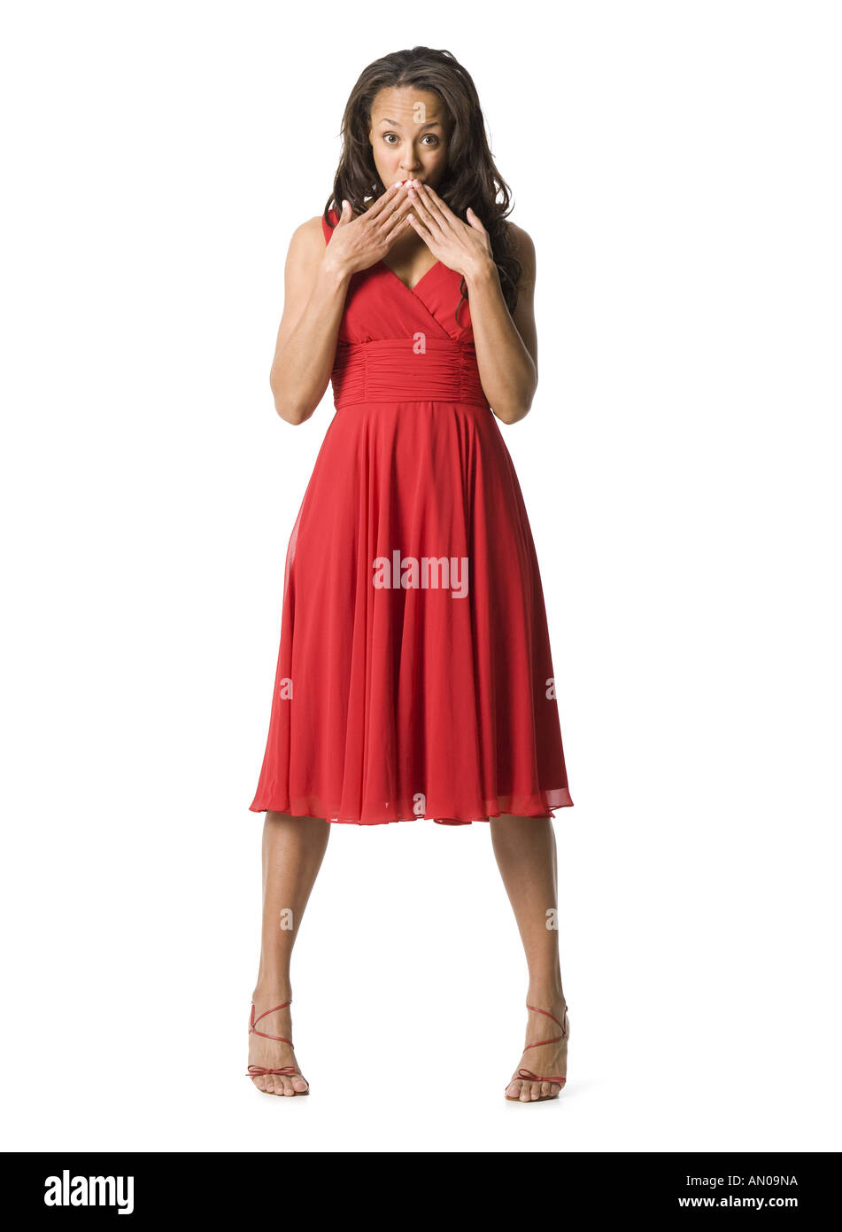 Hispanic woman covering mouth Cut Out Stock Images & Pictures - Alamy