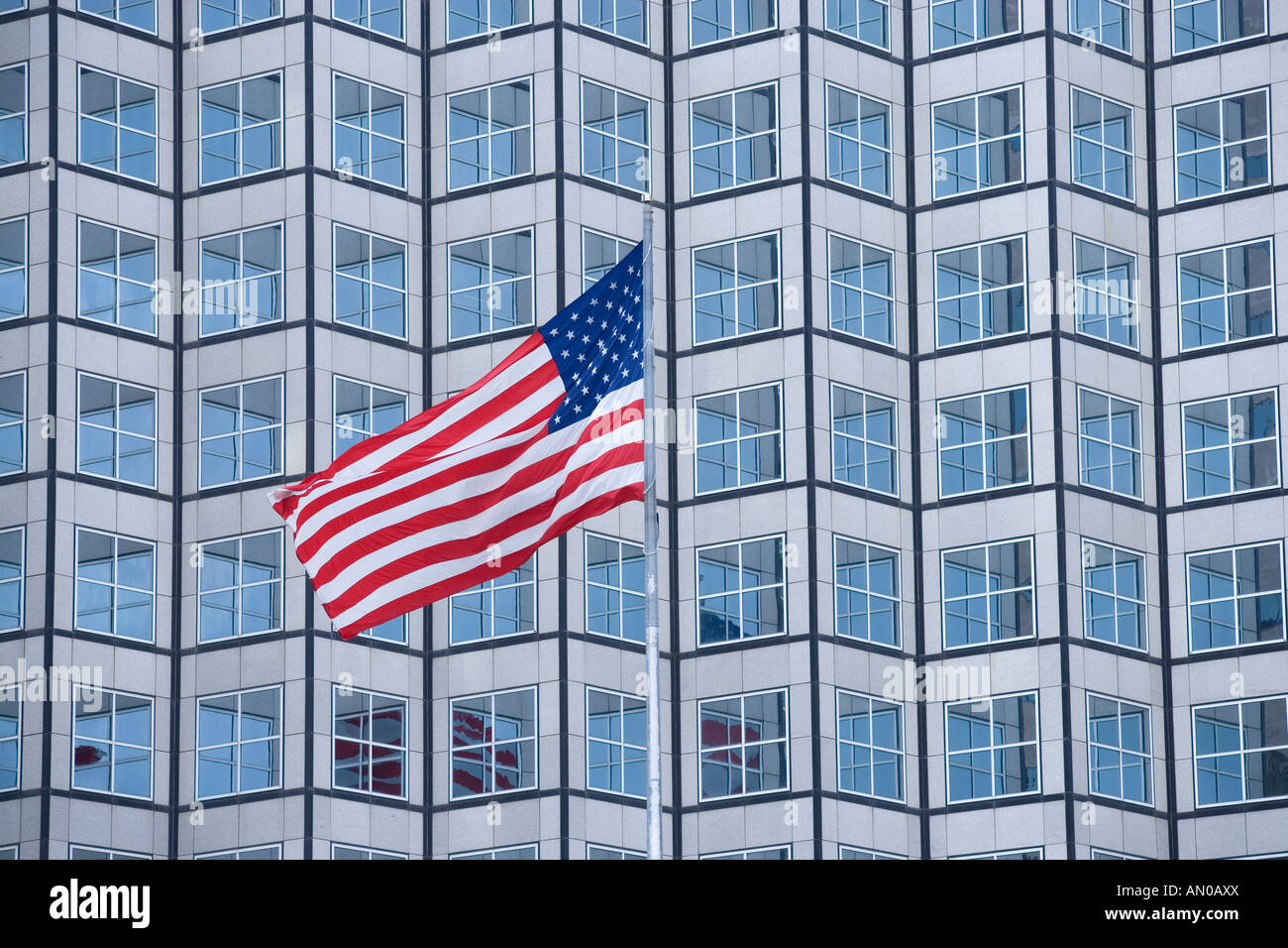 American flag behind building hi-res stock photography and images - Alamy