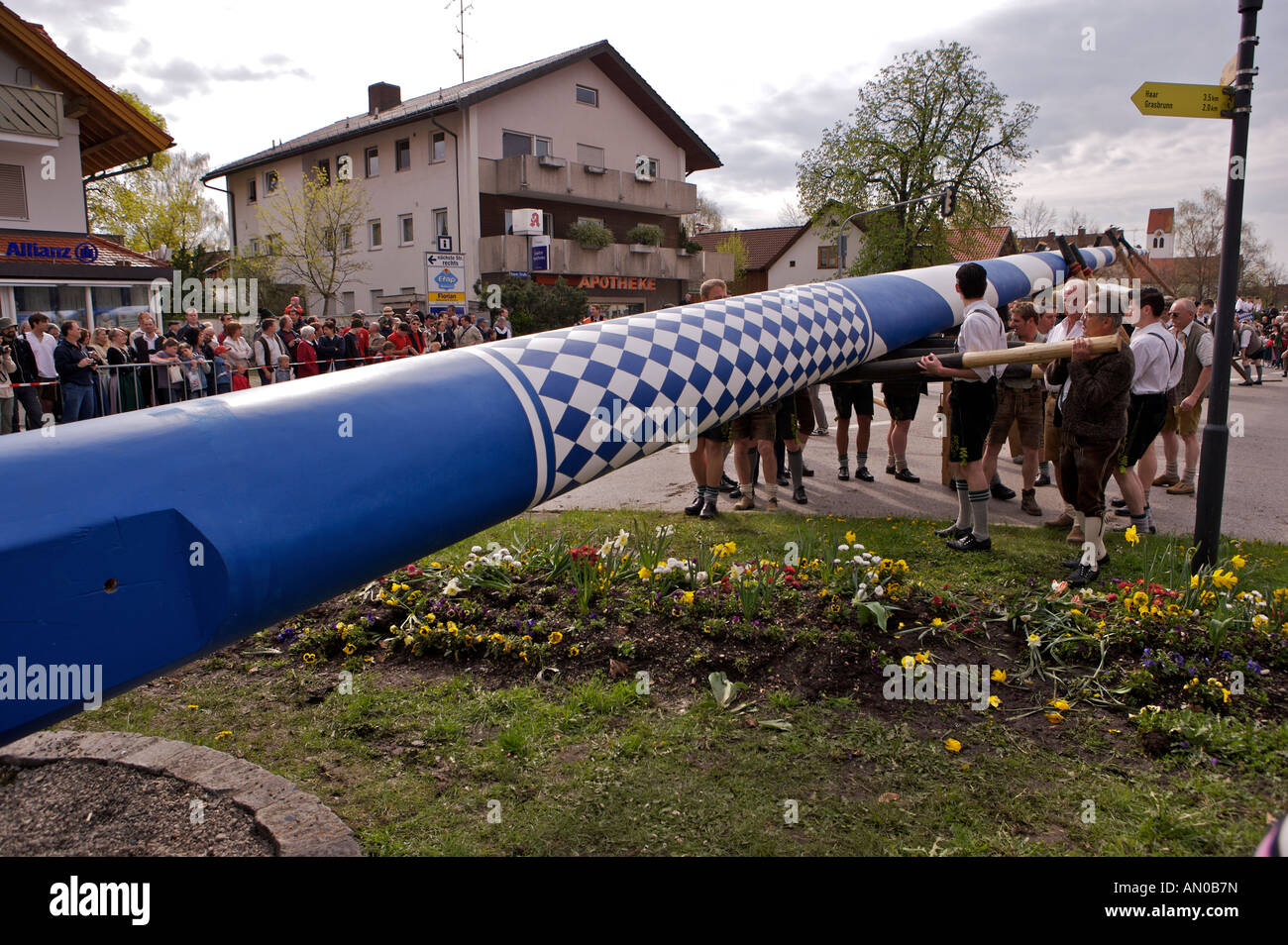 Traditional Maibaumfest in Putzbrunn in Southern Bavaria, Germany, near ...