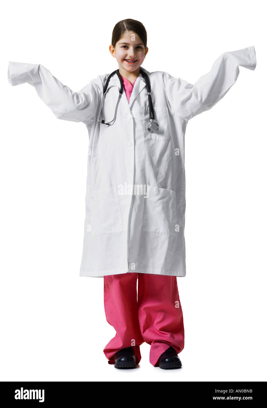 Portrait of a teenage girl wearing doctor s clothing Stock Photo - Alamy