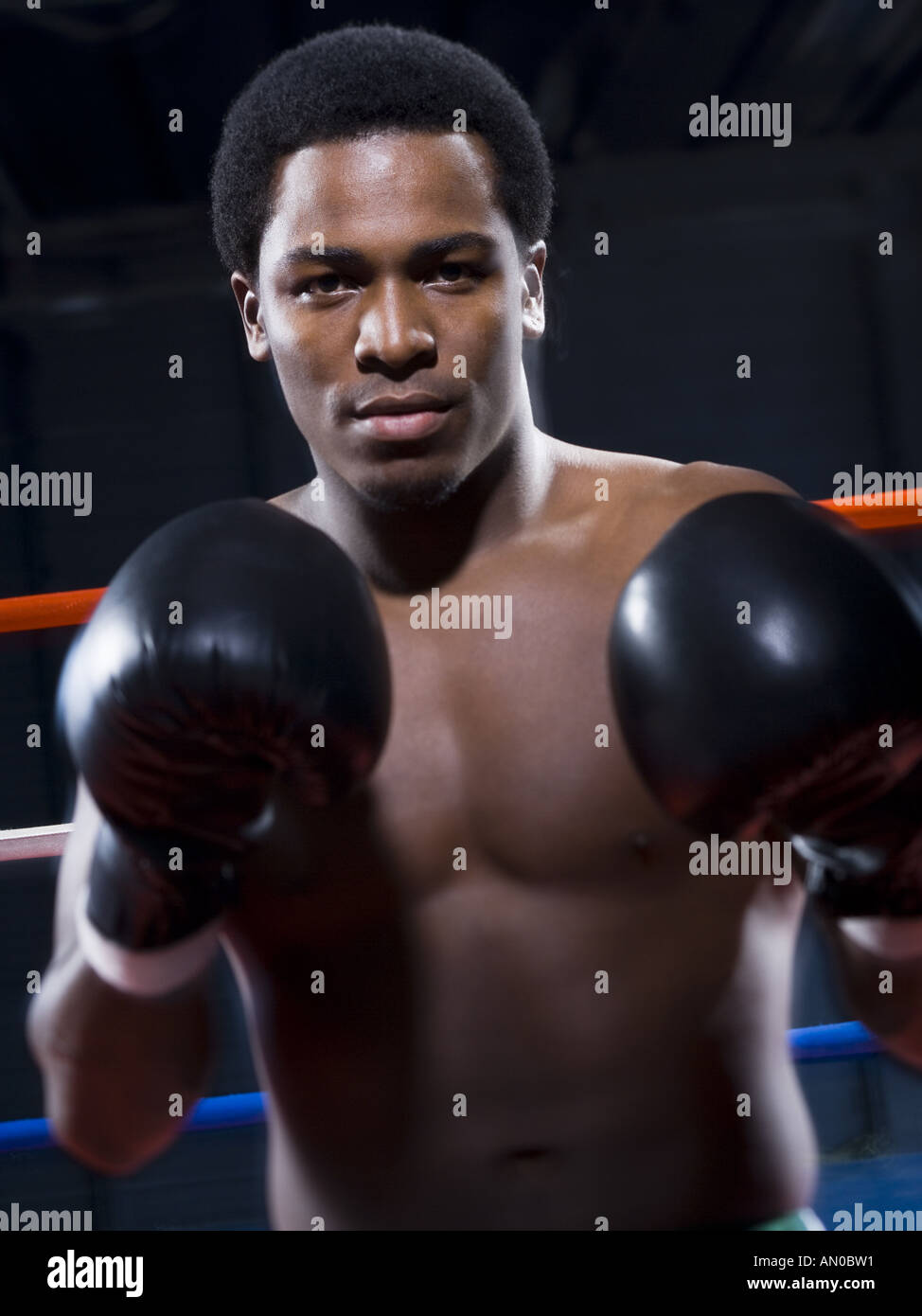 Portrait of a young man boxing Stock Photo - Alamy