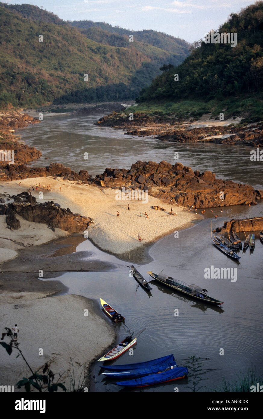 View of the Mekong, Pakbeng, Laos Stock Photo - Alamy