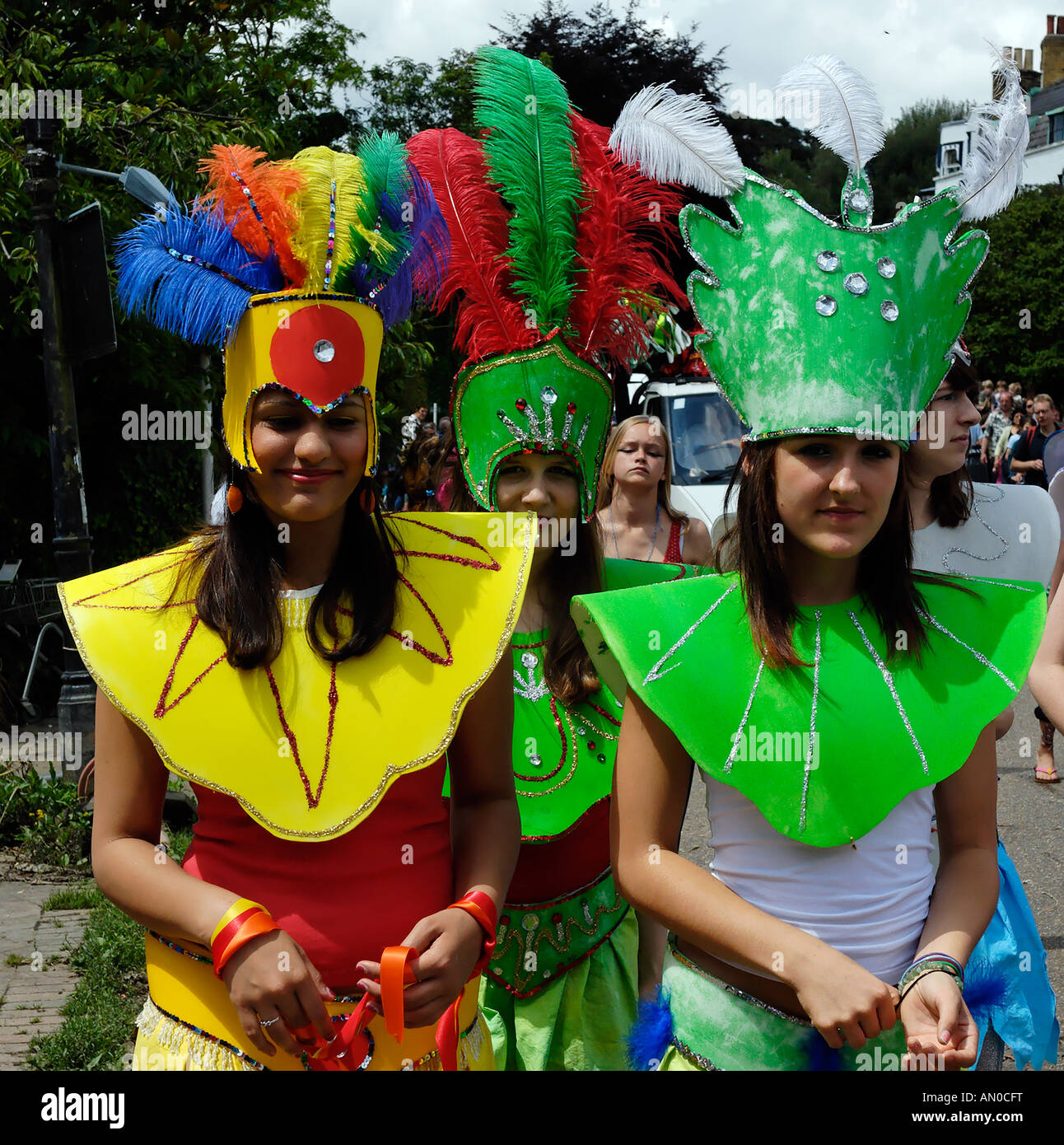 Two colourful costumes at the Twickenham carnival Stock Photo - Alamy