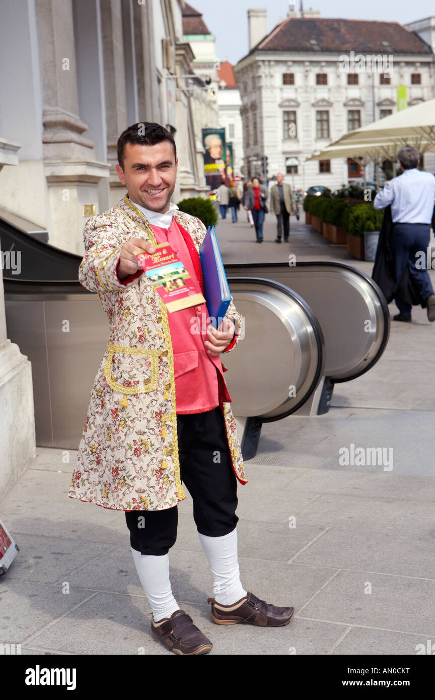 Men in classical costume outside the Albertina Museum in downtown ...