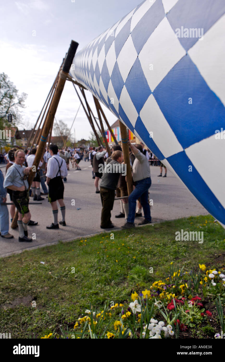 Traditional Maibaumfest in Putzbrunn in Southern Bavaria, Germany, near ...