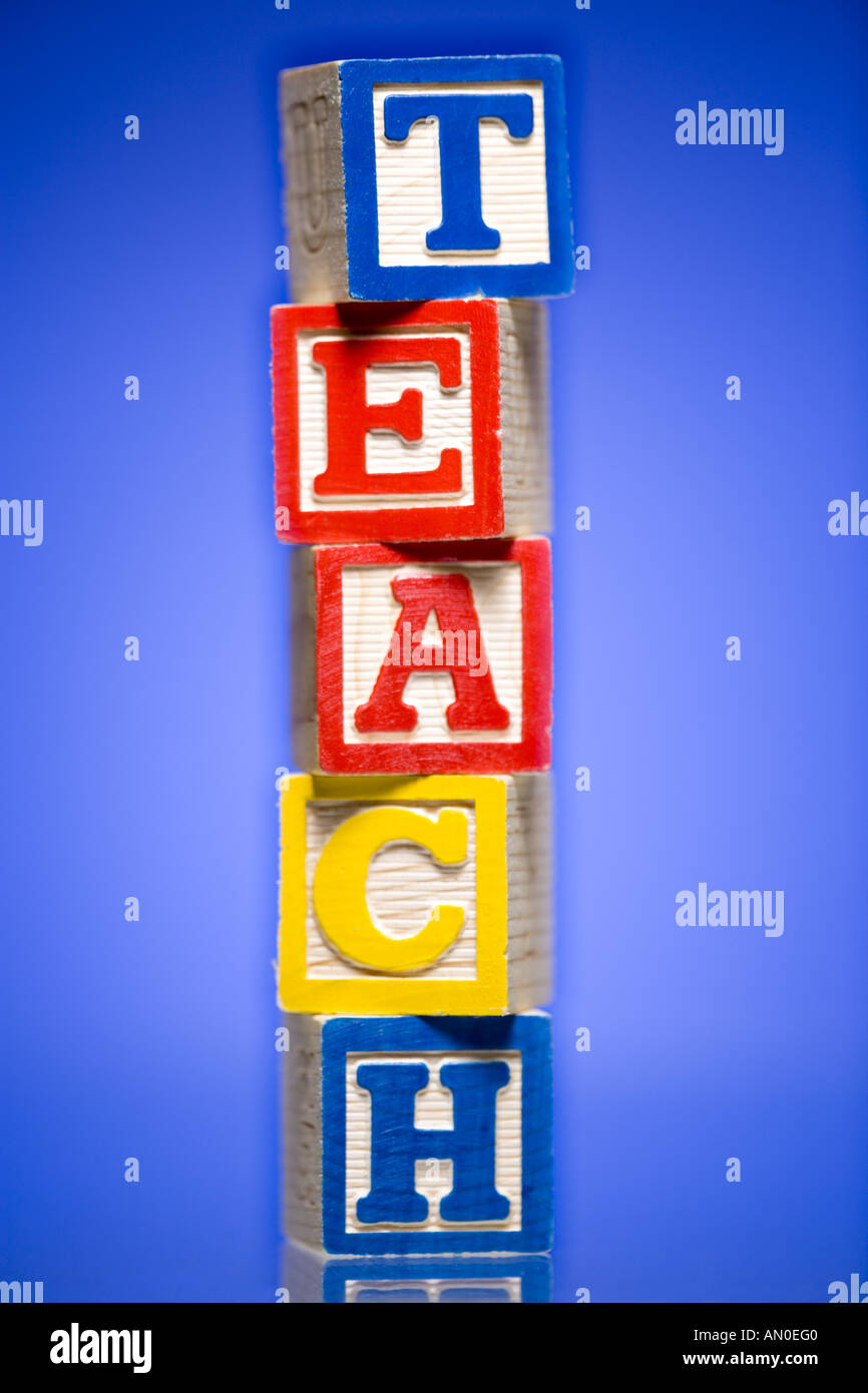 Close up of a stack of alphabet blocks Stock Photo - Alamy