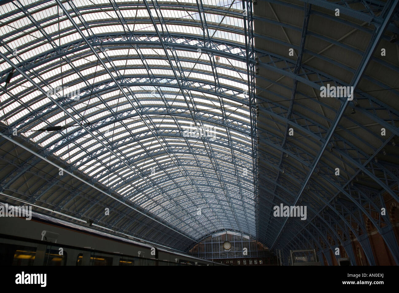 A view of the iron framework supporting the roof of the recently ...