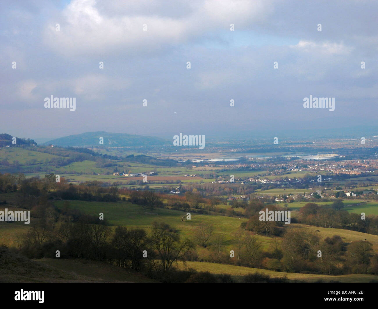 View West from Birdlip towards Gloucester and the Seven Valley ...