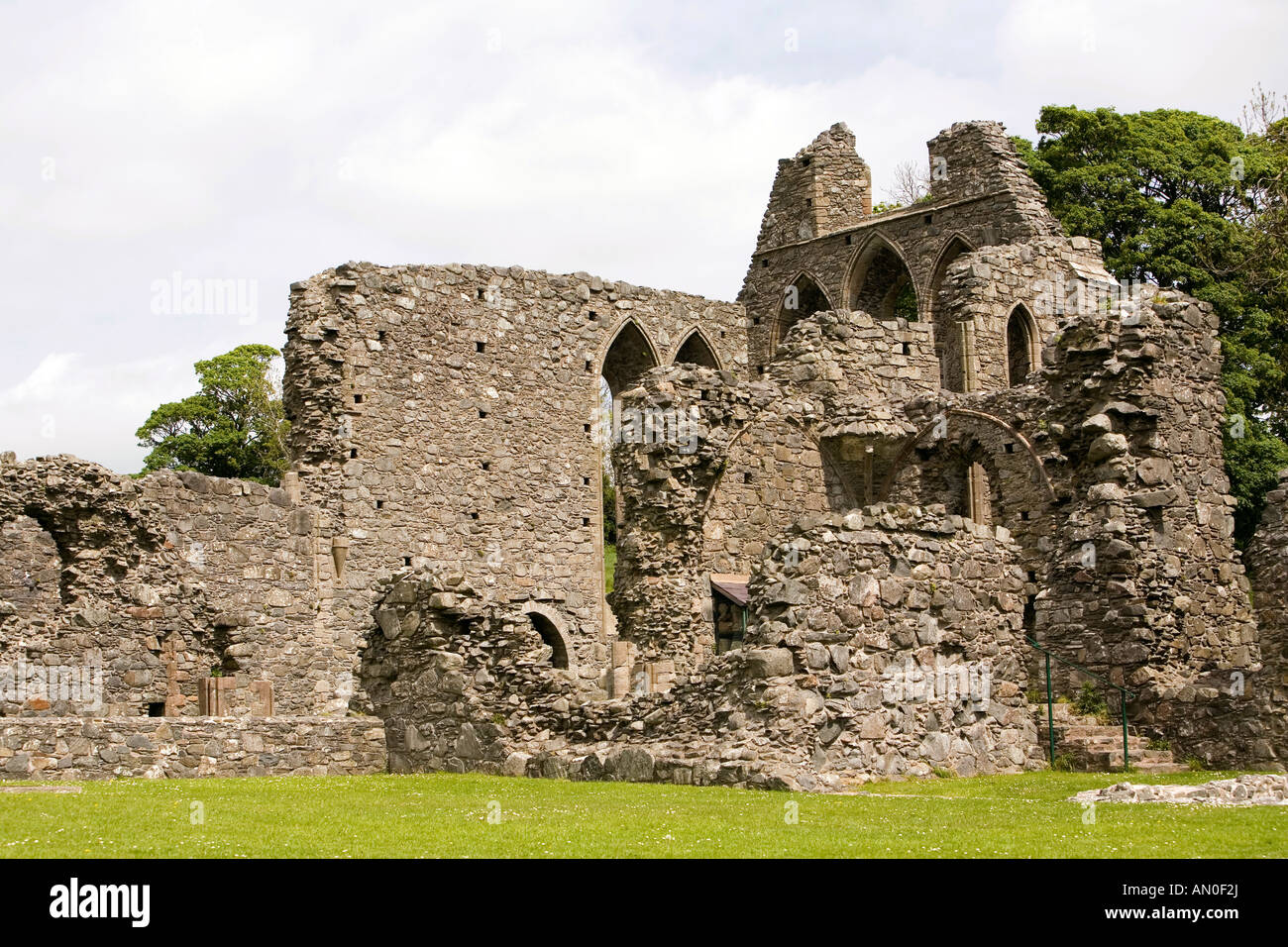 UK Northern Ireland County Down Downpatrick Inch Abbey ruins Stock ...