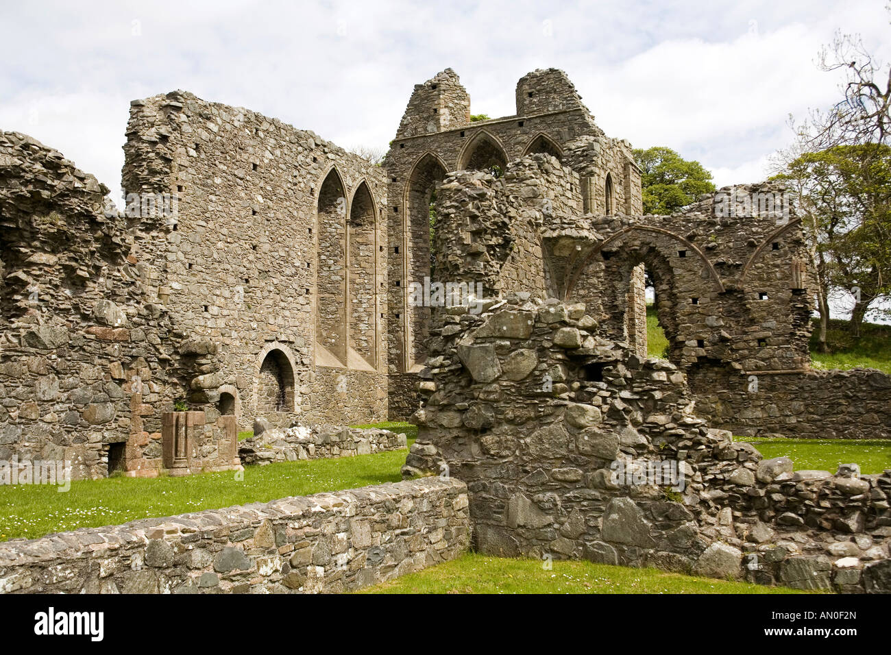 UK Northern Ireland County Down Downpatrick Inch Abbey ruins Stock ...