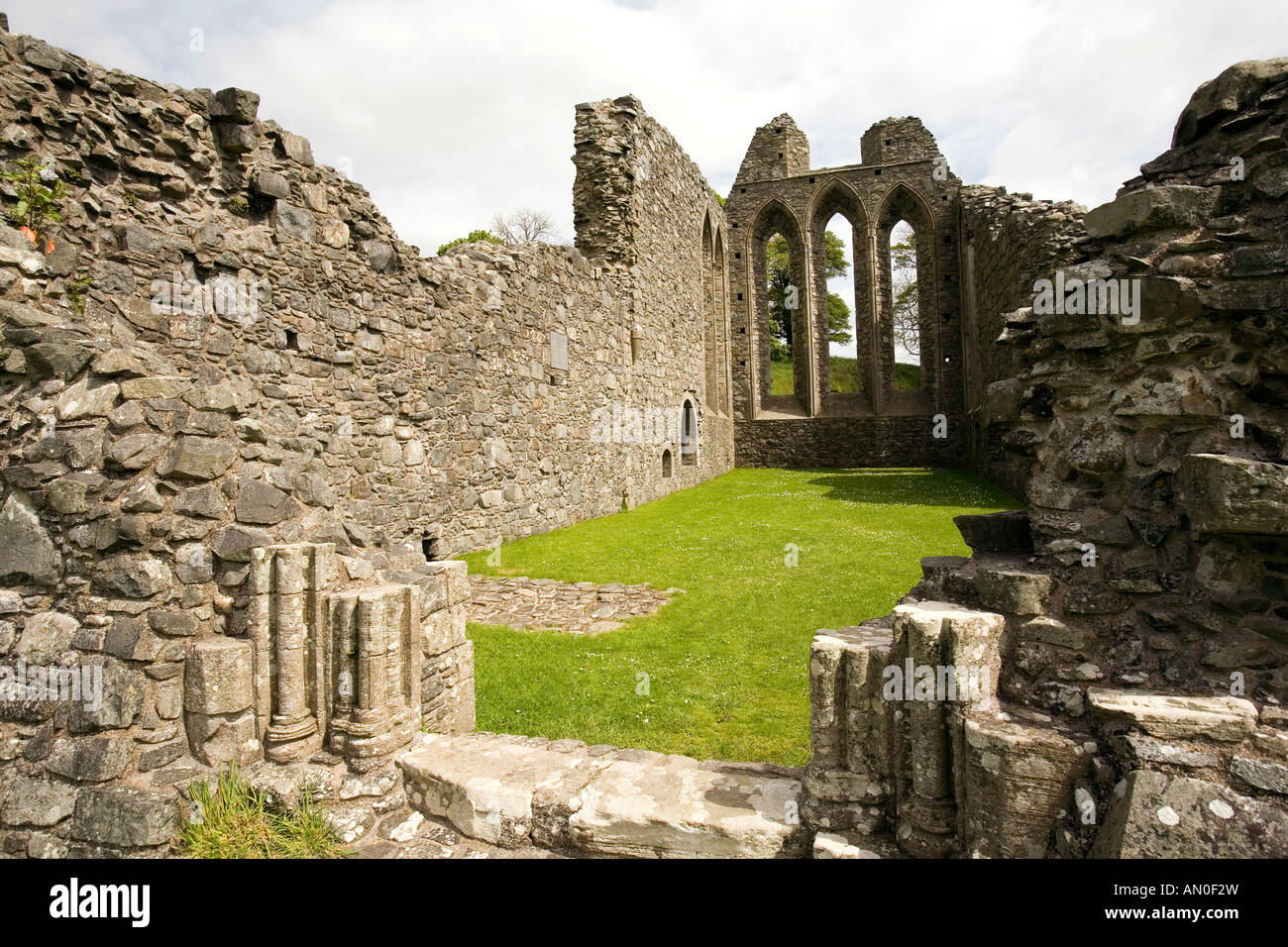UK Northern Ireland County Down Downpatrick Inch Abbey ruins Stock ...