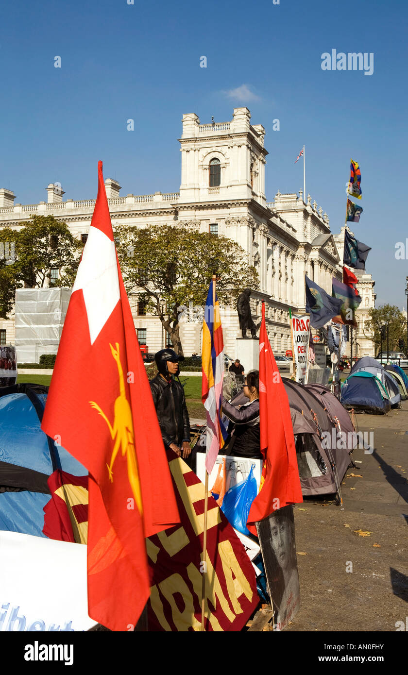 UK London Westminster Whitehall Parliament Square protesters Stock ...