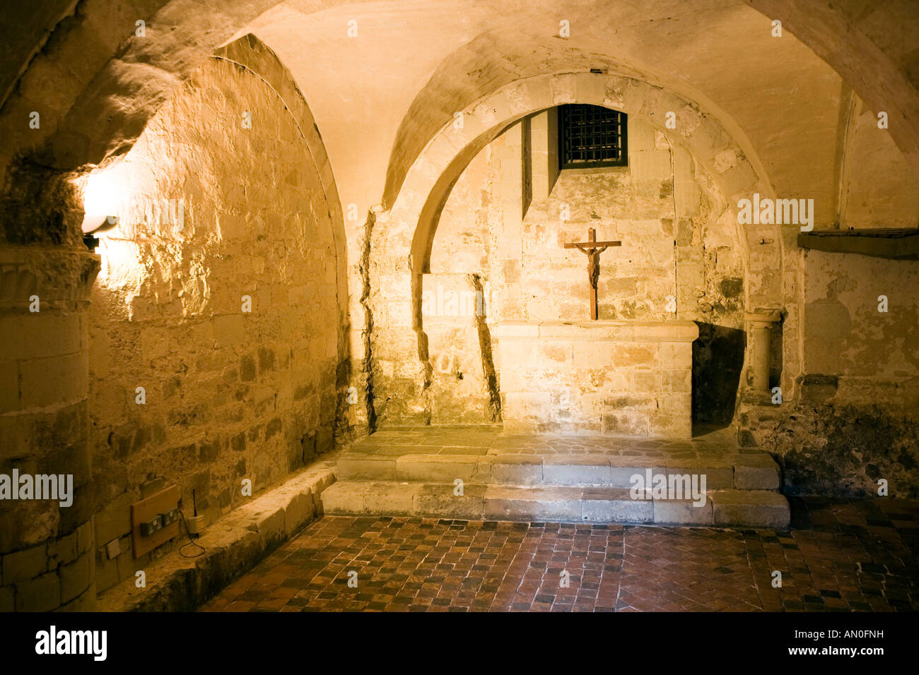 UK London Westminster Abbey The Pyx Chamber St Dunstans altar in former ...