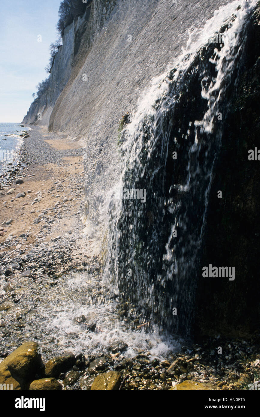 Chalk cliff with cascade, Jasmund National Park, Rügen, Germany Stock ...