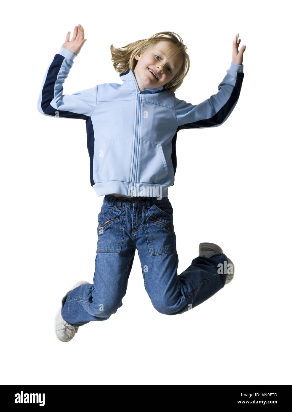 Portrait of a girl jumping Stock Photo - Alamy