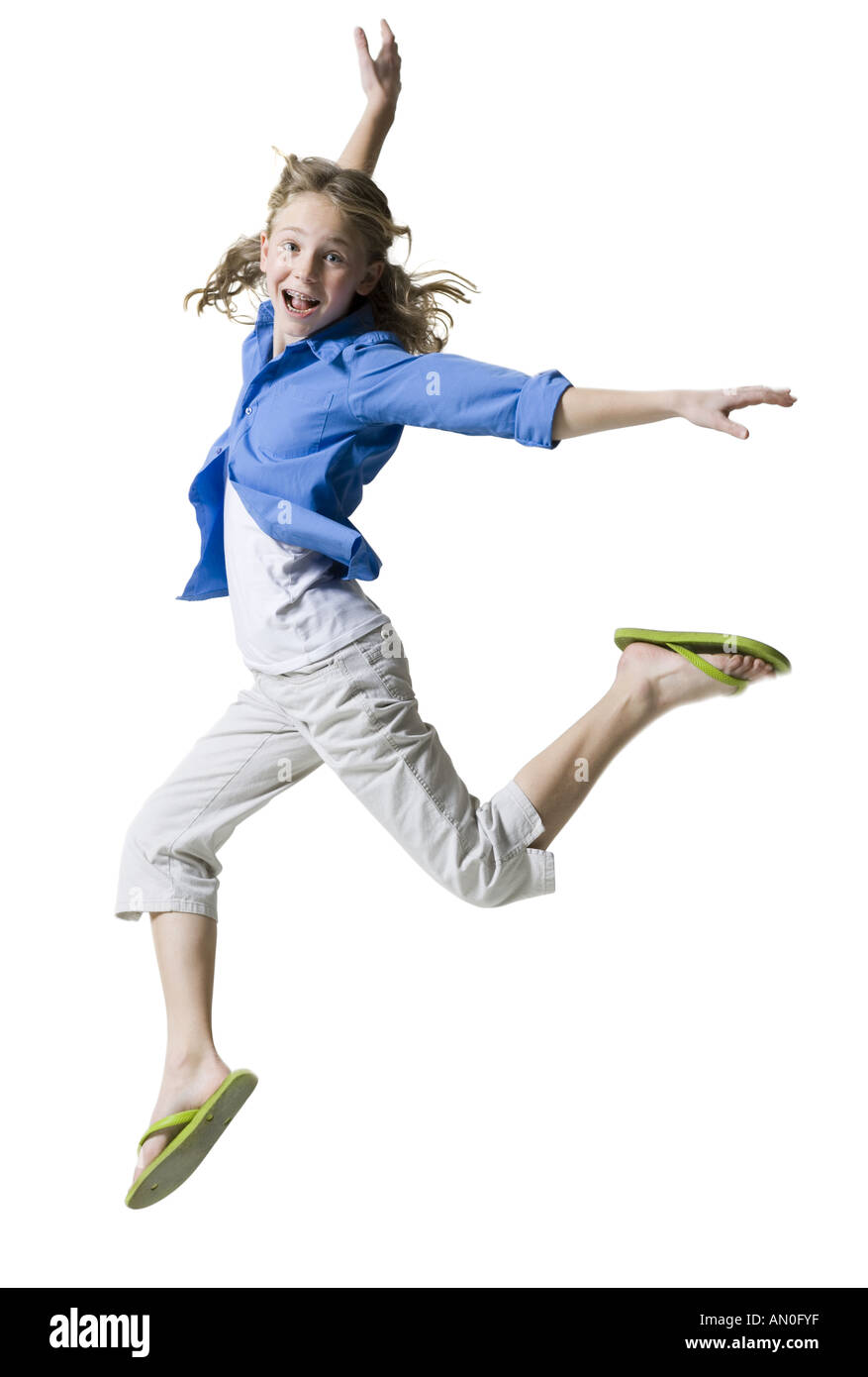 Portrait of a girl jumping Stock Photo - Alamy