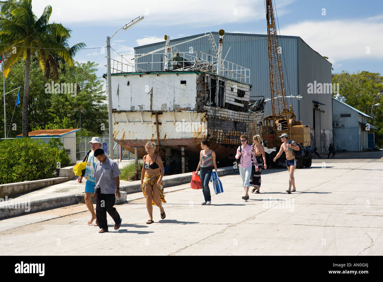 Maldives Addu Atoll Gan Equator Village guests joining excursion boat ...