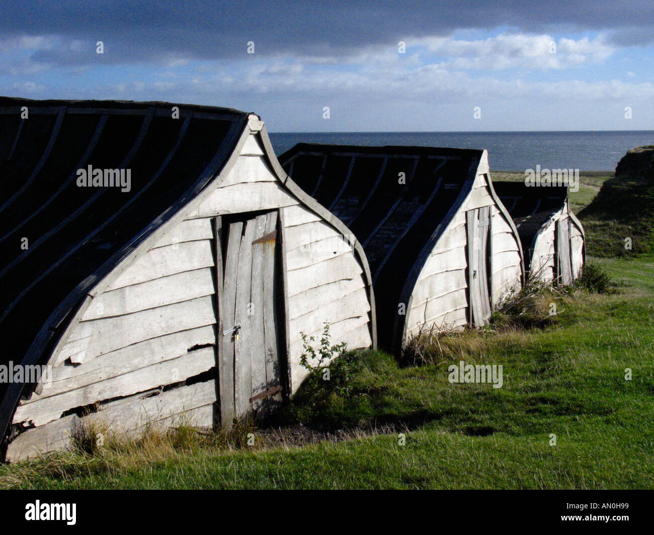 ship s hull sheds Lindisfarne or Holy Island Stock Photo - Alamy