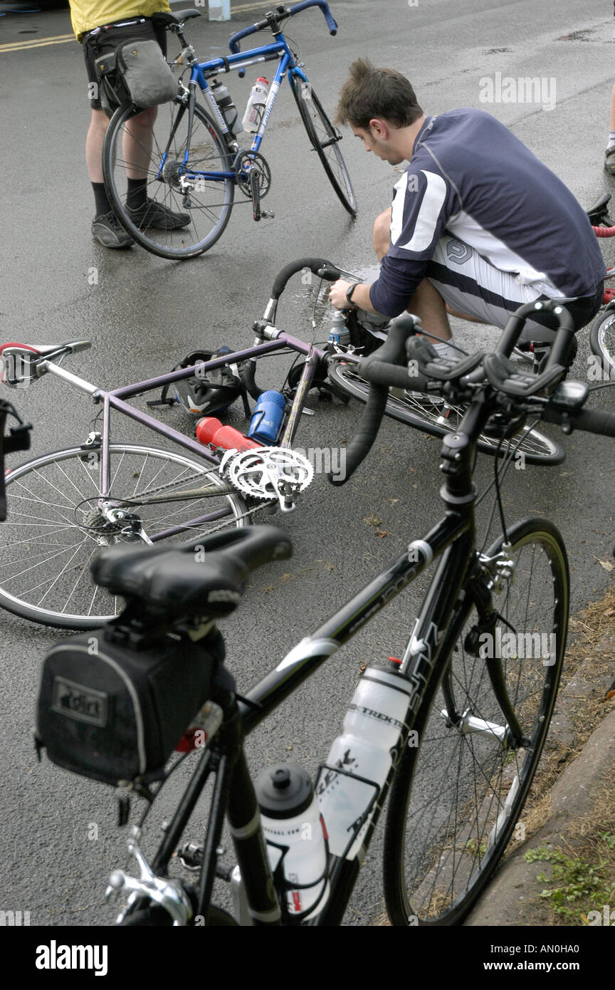 Cyclist preparing for marathon bike ride Stock Photo - Alamy