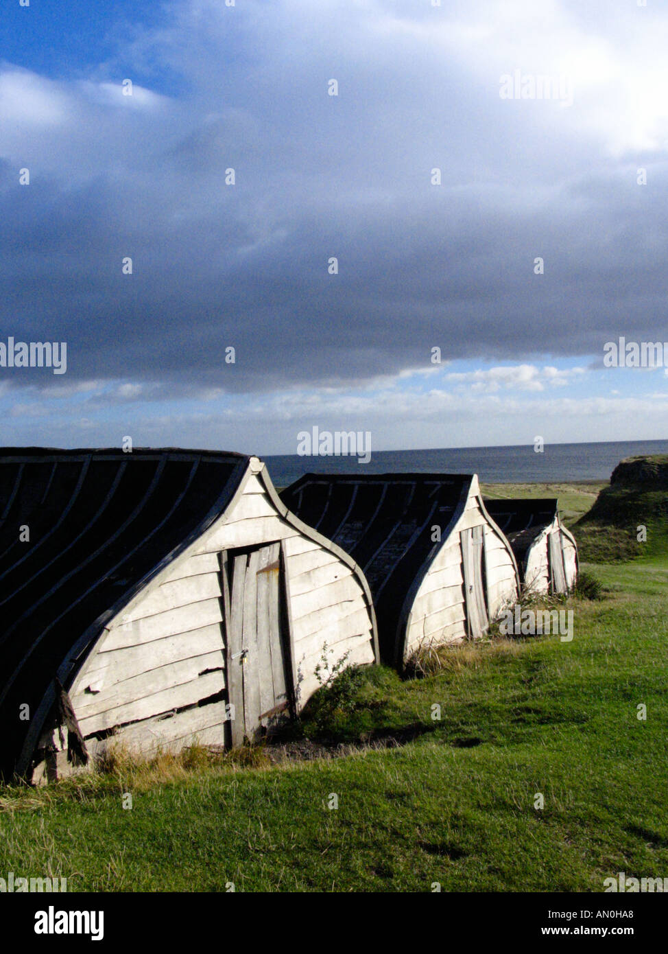 ship s hull sheds Lindisfarne or Holy Island Stock Photo - Alamy