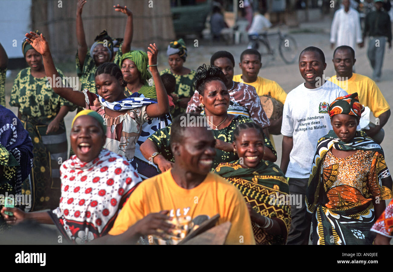 Villagers greeting a VIP arrival at Kilindoni arport Mafia island ...